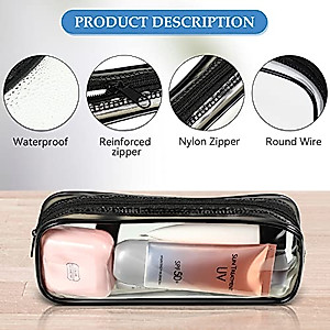 Cindeer 12 Pcs Clear PVC Pencil Bags with Zipper Pencil Pouch Clear Pencil Box Travel Toiletries Bag Makeup Bags Large Capacity Pencil Bag for Office Stationery Travel Storage (Black)
