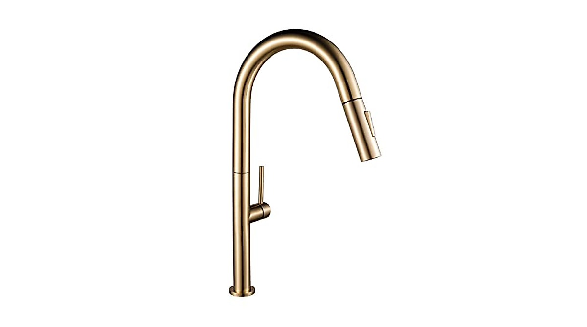 Fine Fixtures Satin Brass Pull-Down Kitchen Faucet | Modern & Durable