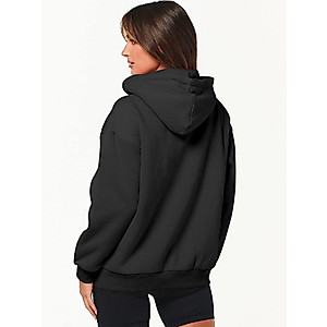 ANRABESS Womens Zip Up Hoodies Long Sleeve Oversized Sweatshirts Fleece Y2K Jacket Pockets 2025 Fall Outfits Fashion Clothes Black Large