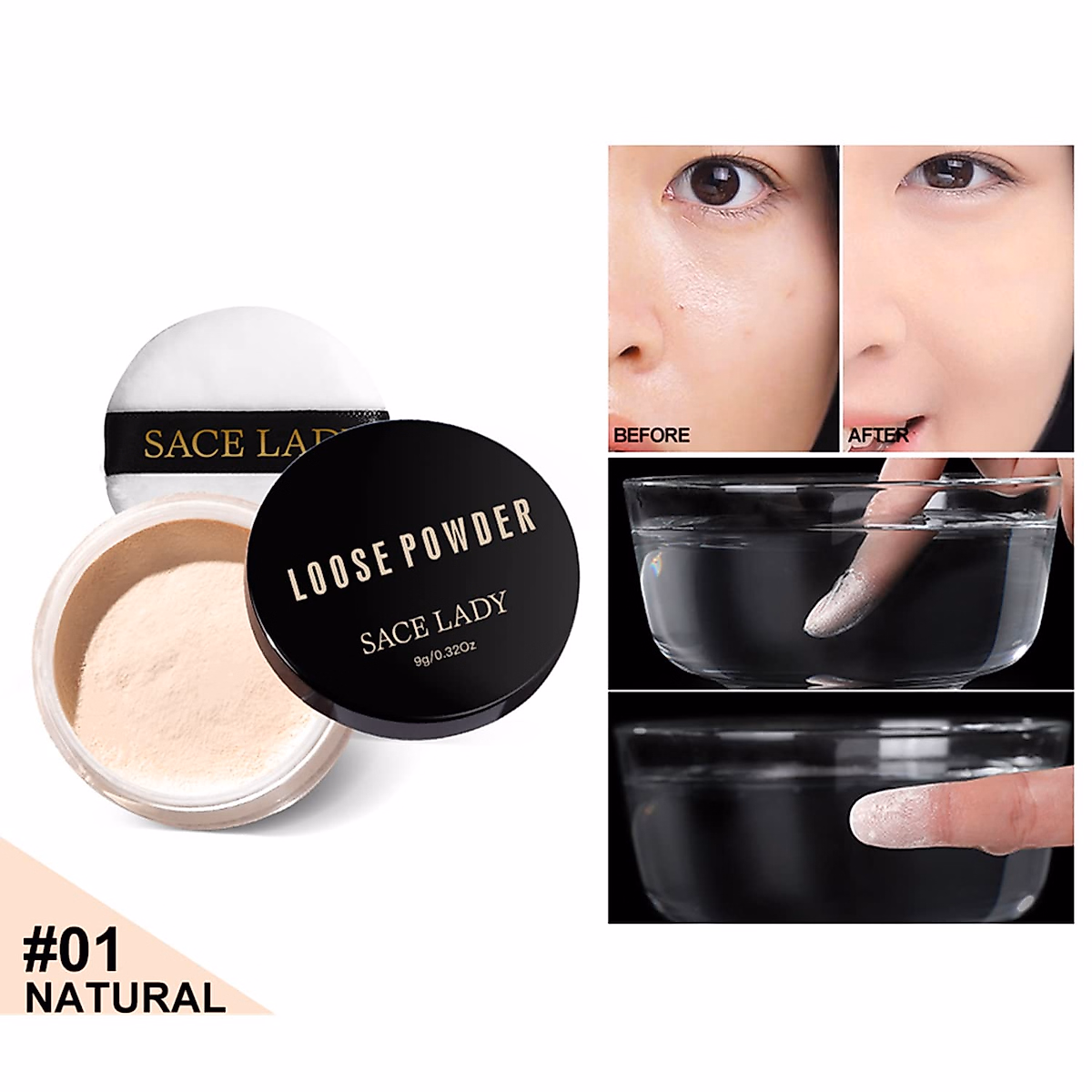 SACE LADY 5Pcs Face Base Makeup Set for Women Full Set, Flawless Matte Foundation, Full Cover Up Concealer for Eye Circles, Oil Control Loose Powder&Smooth Primer, Make Up Sponge, Lasting Waterproof Natural Cosmetics Kit