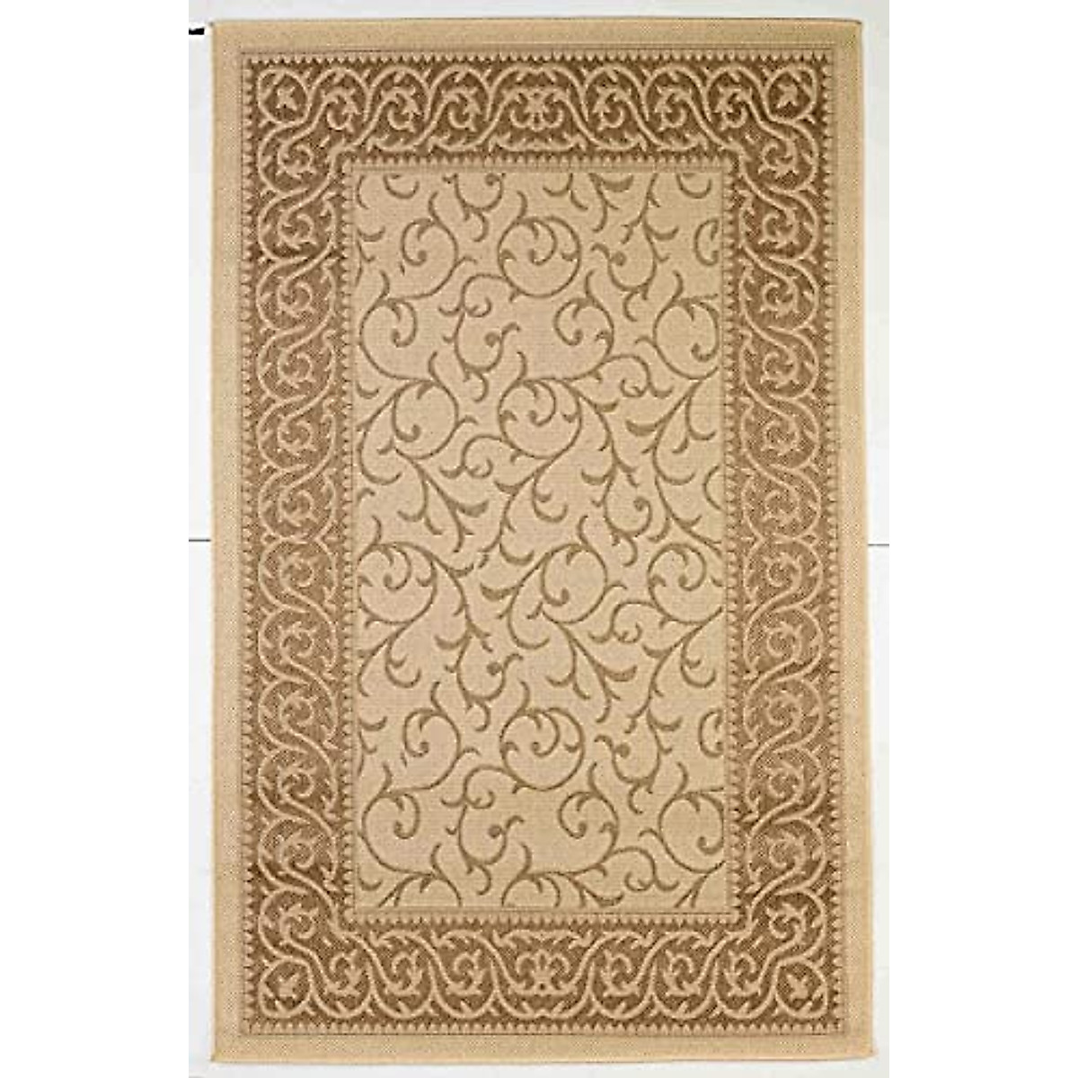 Msrugs Area Rugs - 9x12 Flatweave Collection Key West Beige/Gold Indoor/Outdoor Modern Area Rug - Contemporary Floral Carpet for Patio, Deck, Porch, Camp and Picnic (8'10''x11'9'')