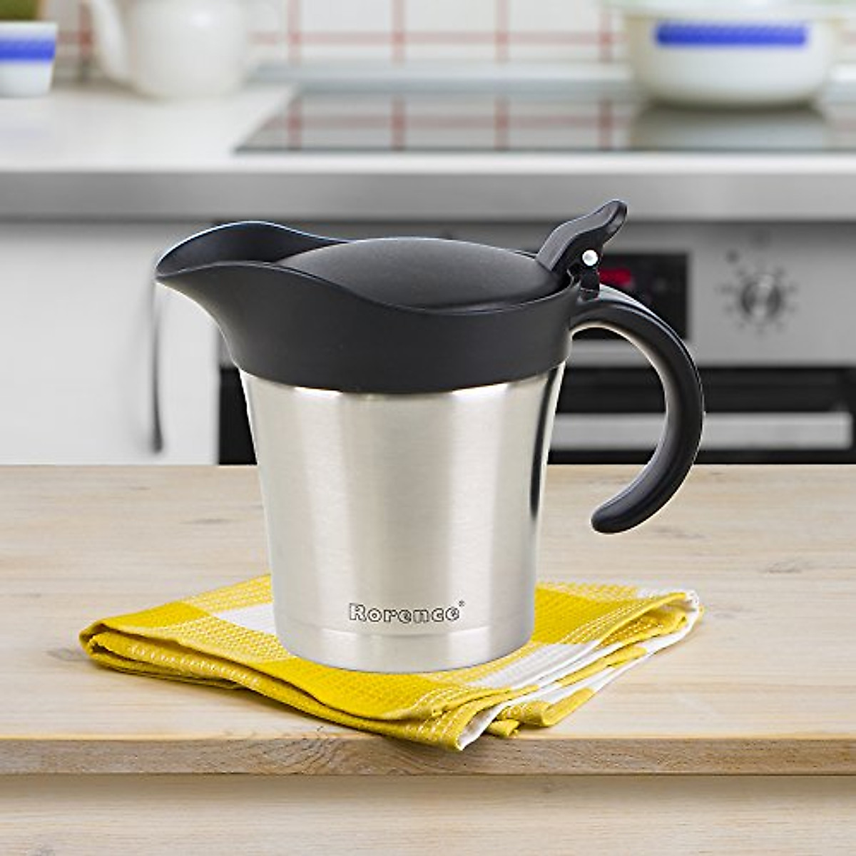 Rorence Stainless Steel Double Insulated Gravy Boat/Sauce Jug 16 Ounce Capacity