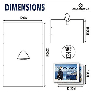 GABOX 𝟐 𝐏𝐚𝐜𝐤 𝐑𝐞𝐮𝐬𝐚𝐛𝐥𝐞 𝐄𝐕𝐀 𝐑𝐚𝐢𝐧 𝐏𝐨𝐧𝐜𝐡𝐨, Rain Coat Hood Camping Blanket Waterproof Raincoat for Adults Women Men Travel Hiking, White Color