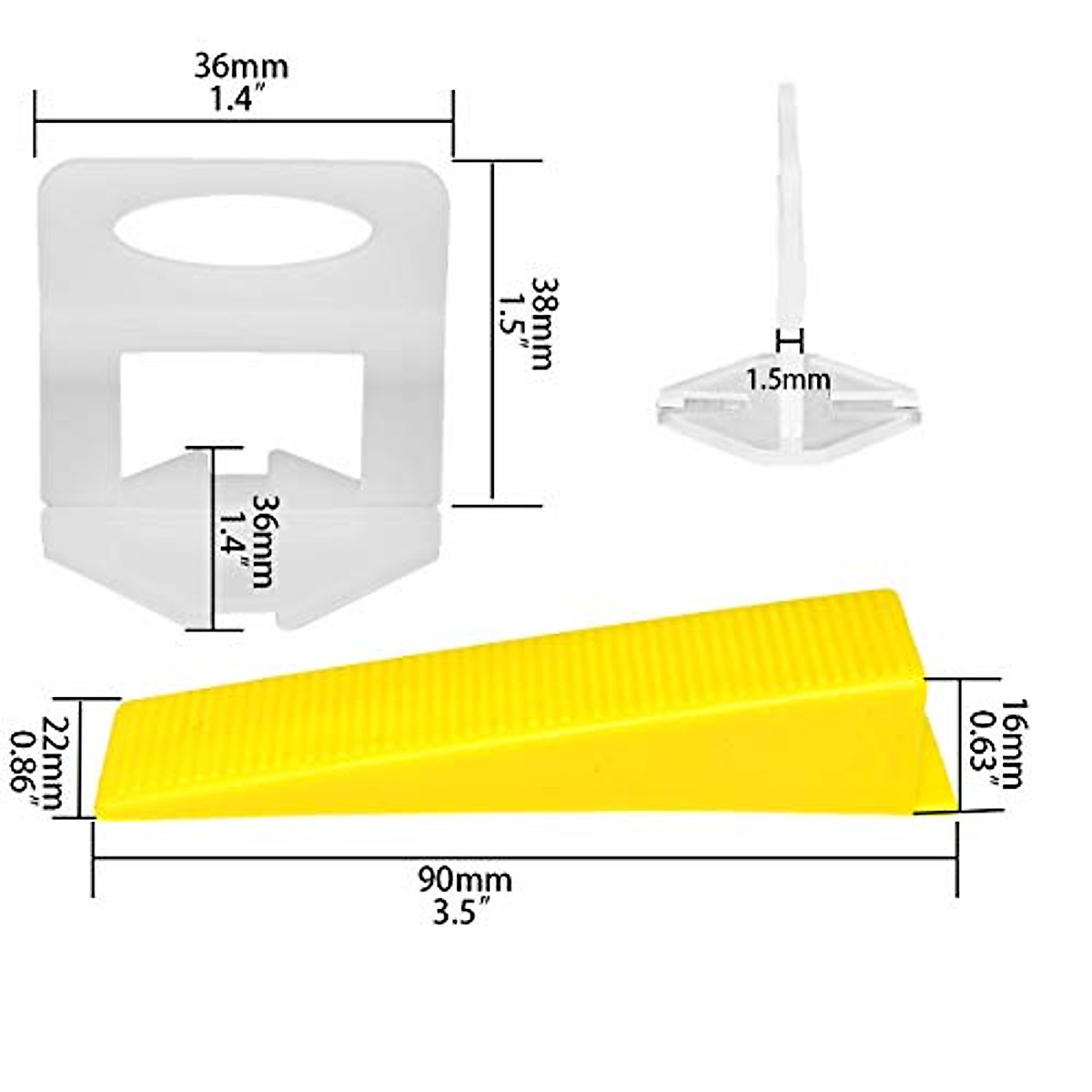 Tile Leveling System Tiles Leveler Spacers - Lippage free tile and stone installation for PRO and DIY - 300-Piece Leveling Spacer Clips Plus 100-Piece Reusable Wedges (1/16 Inch)