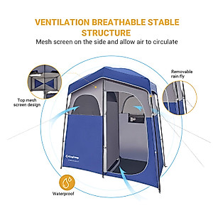 KingCamp Oversize 2 Persons Outdoor Easy Up Portable Dressing Changing Room Shower Privacy Shelter Tent, Blue/Grey
