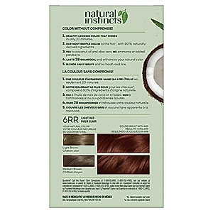 Clairol Natural Instincts Demi-Permanent Hair Dye, 6RR Light Red Hair Color, Pack of 1