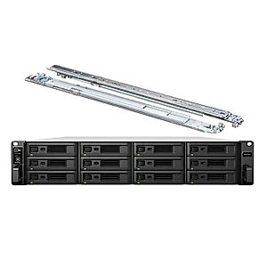 Synology RackStation RS3621xs+ NAS Server with Xeon 2.1GHz CPU, 64GB Memory, 12TB SSD Storage, 2 x 10GbE LAN Ports, DSM Operating System Bundle with Rail kit