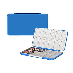 YUNKOZAND Switch Game Card Case Compatible with Switch/OLED/Lite,Portable Switch Game Holder with 24 Games Cartridge Slot&24 SD Card Storage, Travel Accessories Switch Game Case Blue