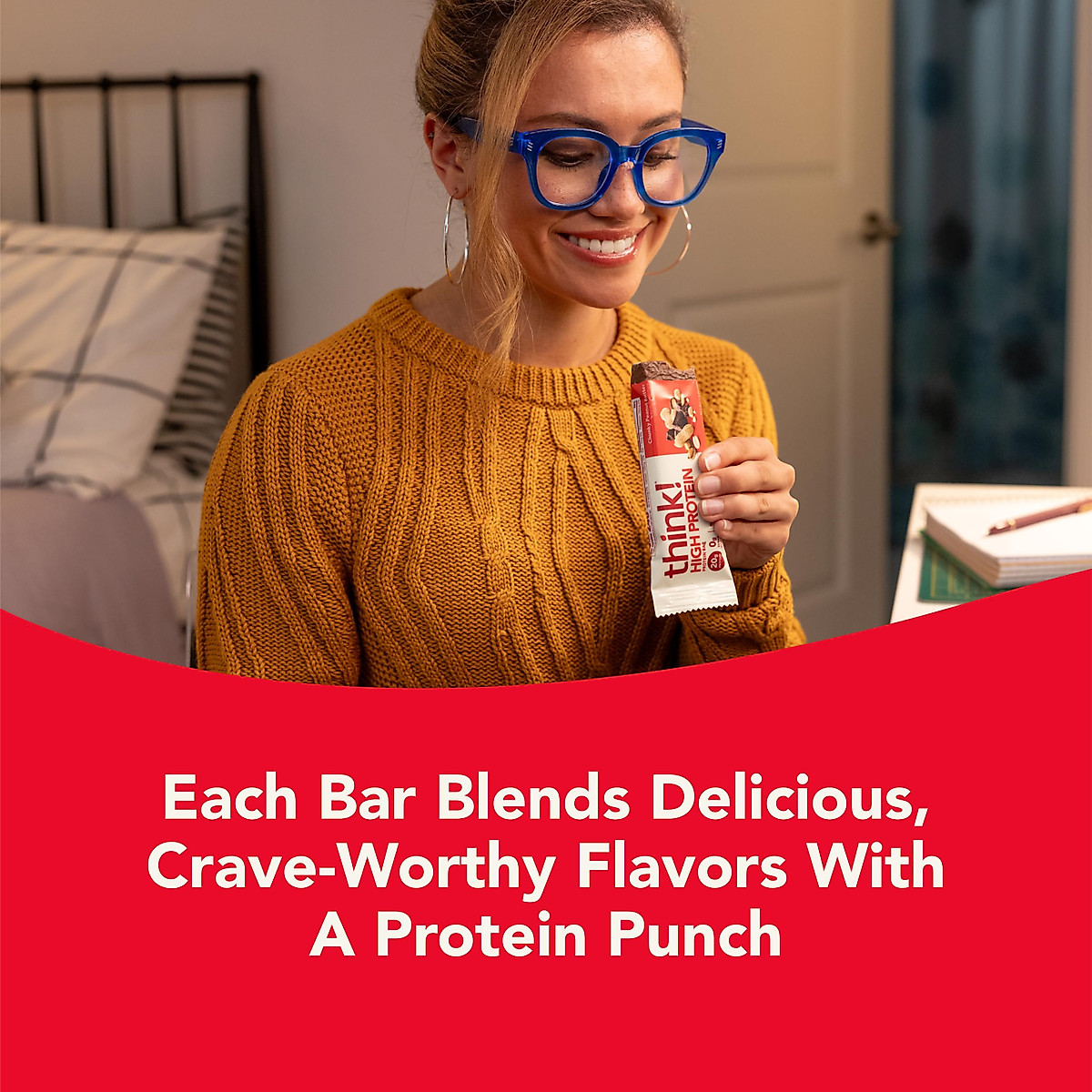 think! Protein Bars, High Protein Snacks, Gluten Free, Kosher Friendly, Chunky Peanut Butter, Nutrition Bars, 2.1 Oz per Bar, 10 Count (Packaging May Vary)