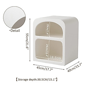 BOOMLATU 21.6" H Modern Nightstand with 2-Tier Storage,Small Bedside Table End Table for Home Office Bedroom Corner (White)