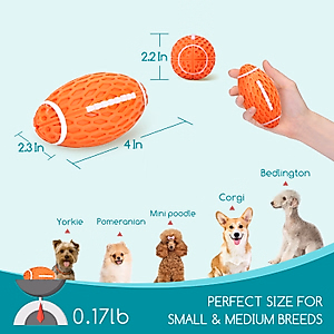 Nobleza Dog Football, Interactive Lightweight Tough Squeaky Dog Toys That Float and Bounce for Teething and Teeth Cleaning, Natural Rubber Durable Football Dog Toy for Small and Medium Breeds, Orange