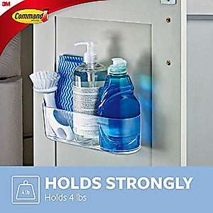Command Under Sink Cabinet Caddy, Holds up to 7.5 lbs, 1-Caddy, 4-Strips, Organize Damage-Free & Large Caddy, Clear, with 4 Clear Indoor Strips, Organize Damage-Free