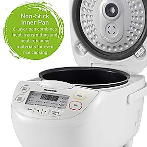 Panasonic 5 Cup (Uncooked) Rice Cooker with Pre-Programmed Cooking Options for Brown Rice, White Rice, and Porridge or Soup - 1.0 Liter - SR-CN108 (White)