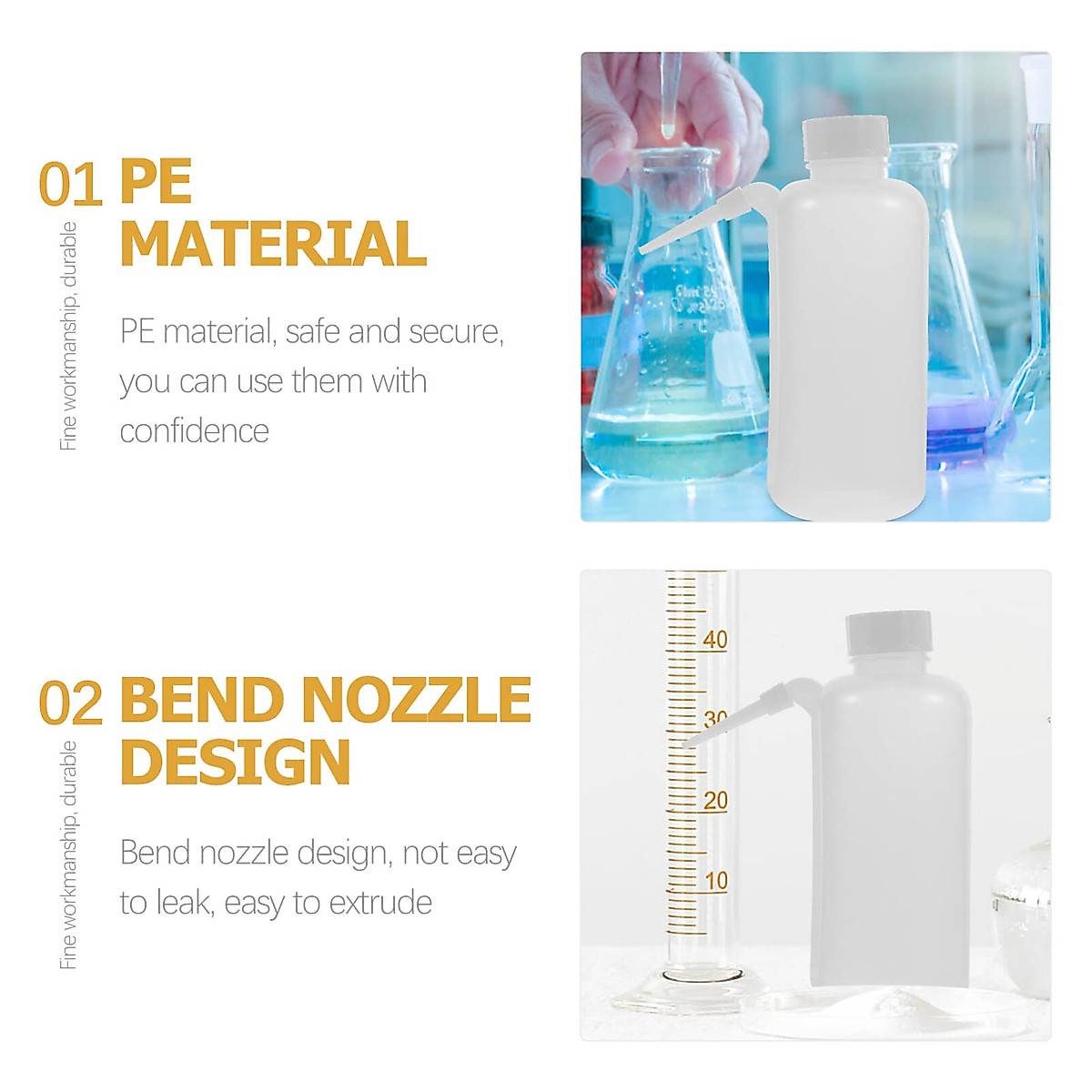 Hemobllo Safety Wash Bottles- Unitary Wash Bottles PE Squirt Bottles Lab Squeeze Bottle Chemical Wash Bottle, Lab Water Squirt Bottle Watering Tool Tattoo Wash Bottle (4PCS)