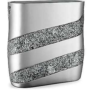 Creative Scents Silver Mosaic Bathroom Trash Can - Decorative Waste Basket for Bathroom - Durable Slim Space Friendly Small Trash Can for Bathroom, Powder Room, Bedroom, Living Room Or Office
