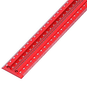 T Square Ruler Aluminum Alloy Removable Woodworking Scriber Art Framing Drafting Tools Ultra Precision Marking Ruler(Red)(300mm)
