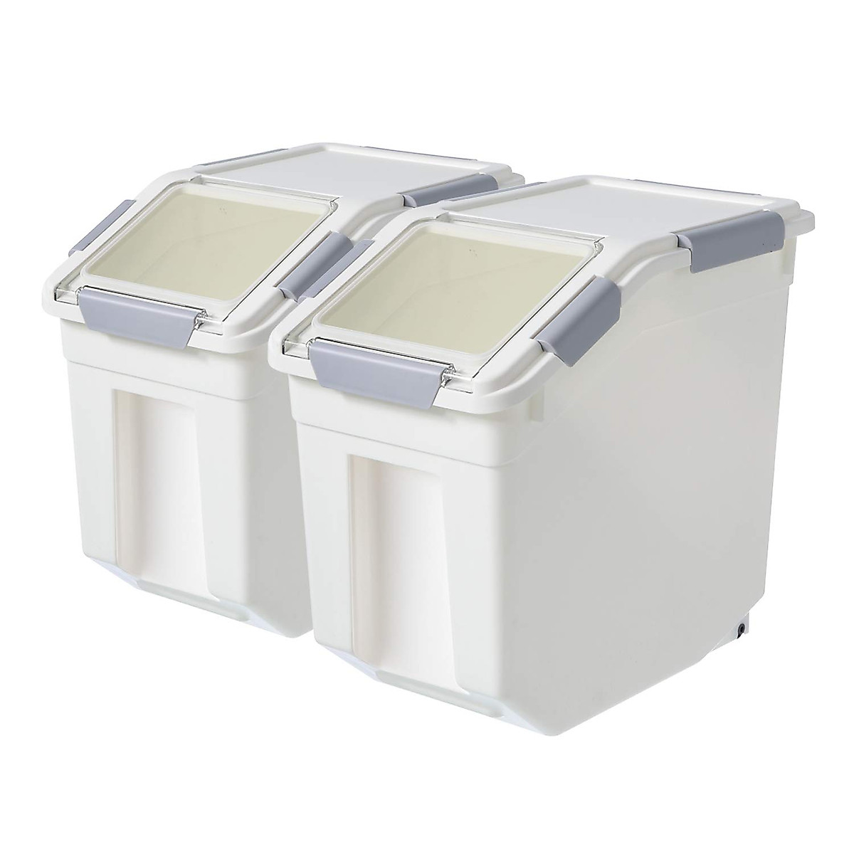 LISM 2 Pack Dog Food Storage Container with Scoop,Large Airtight Pet Dog Food Bin,Container for Dog Treats Rice,Dog Cat Dry Food Bin,Baking Supplies,Flour,Rice,Kitchen Pantry Cereal(25 LB)