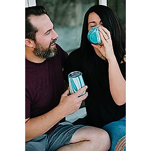 Simple Modern Wine Tumbler with Press-In Lid | Insulated 12oz Stemless Glass Cup or Coffee Mug with Lid Christmas Gifts for Women Men | Spirit Collection | Diamond Turquoise