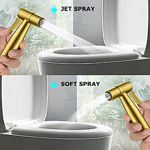 LOSCHEN Bidet Sprayer kit for Toilet,Hand Held Sprayer Shattaf Toilet Attachment Stainless Steel for Pet Bath/Personal Hygiene/Bathroom,Easy to Install with T-Adapter（Gold）