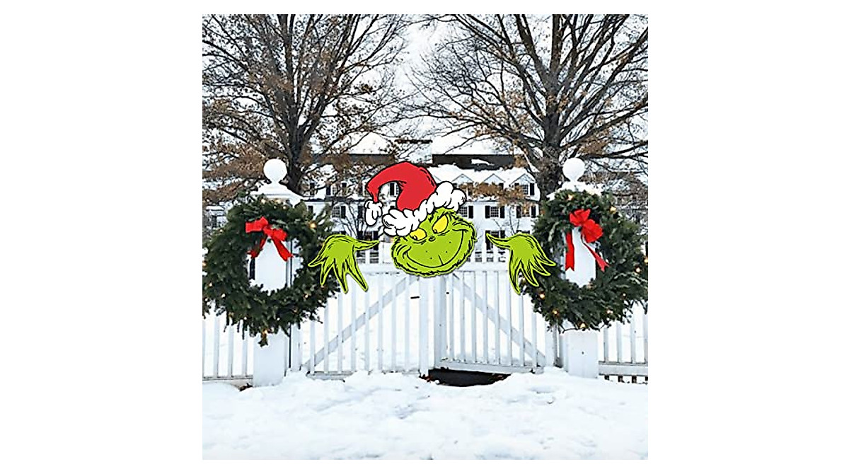 3PCS Grinch Fence Decor for Christmas - Fun Yard & Tree Topper