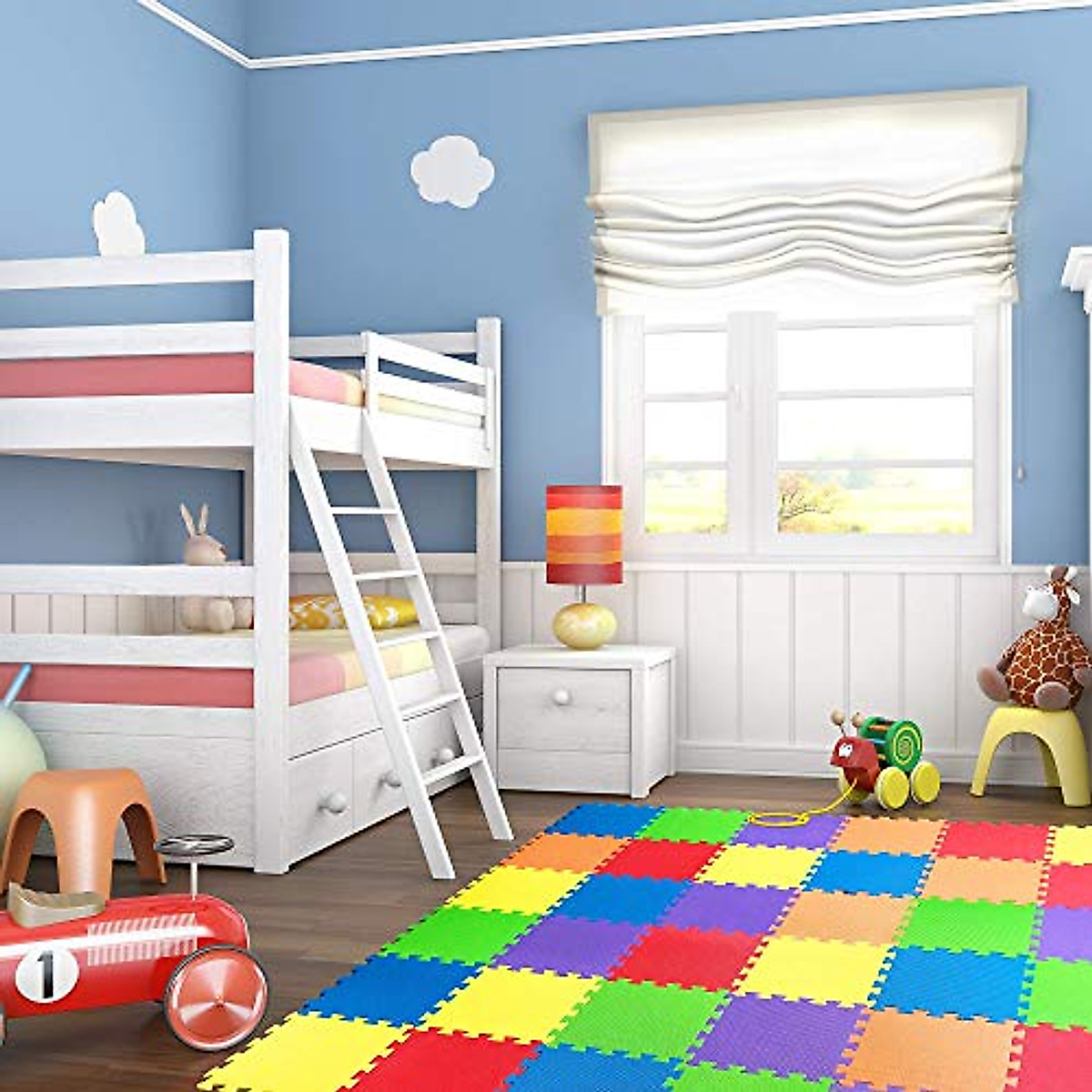 Non-Toxic Play Mat for Kids Toddlers Childrens Infants - Interlocking Foam Puzzle Thickest Baby Mat for Play & Exercise 36 Tiles 12x12in (10mm) - Floor Coverage 36 Sq Ft