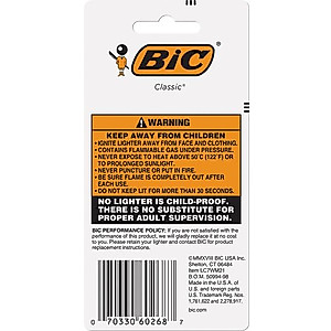 Bic Classic Full Size Lighters 2 Lighter Pack, Colors May Vary