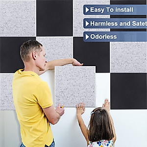 Upgraded 12 Pack Acoustic Panels Sound Proof Foam Panels Sound Proof Padding, 12"X12"X 0.4" High Density Bevled Edge Sound Panel, Idea for Acoustic Treatment & Wall Decoration (Black)