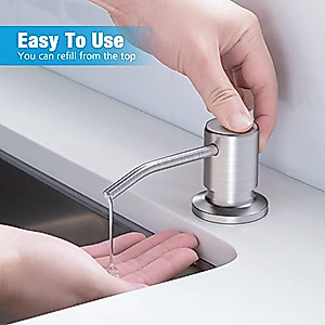 Built in Sink Soap Dispenser or Lotion Dispenser for Kitchen Sink Brushed Nickel Kitchen Sink Soap Dispenser Bar Sink Soap Dispenser with 17OZ Bottle