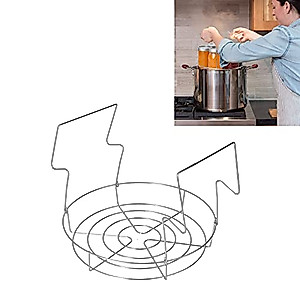 Fdit Stainless Steel Canning Rack, Kitchen Insulated Canning Steam Basket Anti Rust Anti Scalding Foldable Contoured Steel Handles Rack