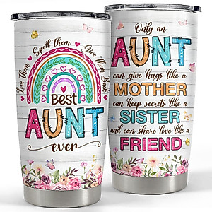 SANDJEST Aunt Tumbler 20oz Best Aunt Ever Cup Gift Stainless Steel Insulated Tumblers Coffee Travel Mug Auntie Cup Aunts Gift for Birthday Christmas