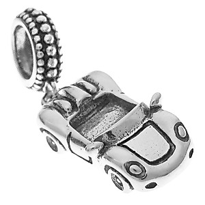 Queenberry Sterling Silver Luxury Convertible Racing Car European Style Dangle Bead Charm