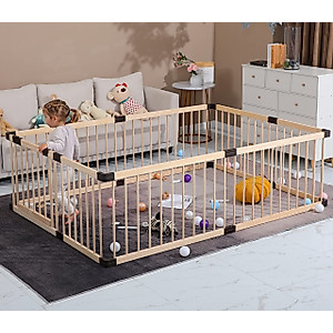 Baby Playpen,Playpen for Babies and Toddlers, Wooden Baby Playpen,79x71, Baby Play Pen,Baby Play Fence,Baby Play Yards,Baby Activity Center (180x200CM)