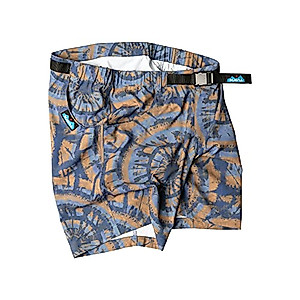 KAVU Chilli H20 Short Quick Dry Shorts with Elastic Waist and Belt Trunks - Circle Tie Dye - L