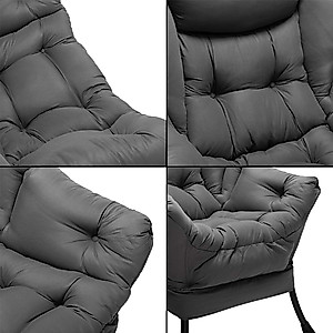 HollyHOME Fabric Large Lazy Chair, Accent Reading Chair, Cozy Lounge Chair with Armrest, Leisure Sofa Chair for Living Room, Bedroom, Dorm, Dark Grey