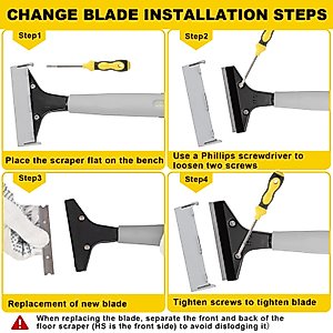 Greeily Floor Scraper Long Handle, 31" Floor Scraper Tool Made of Thickened Stainless Steel Material Can be Used to Remove Tile Ceiling Linoleum Carpet Paint Quickly and Easily (31" (Black Handle))
