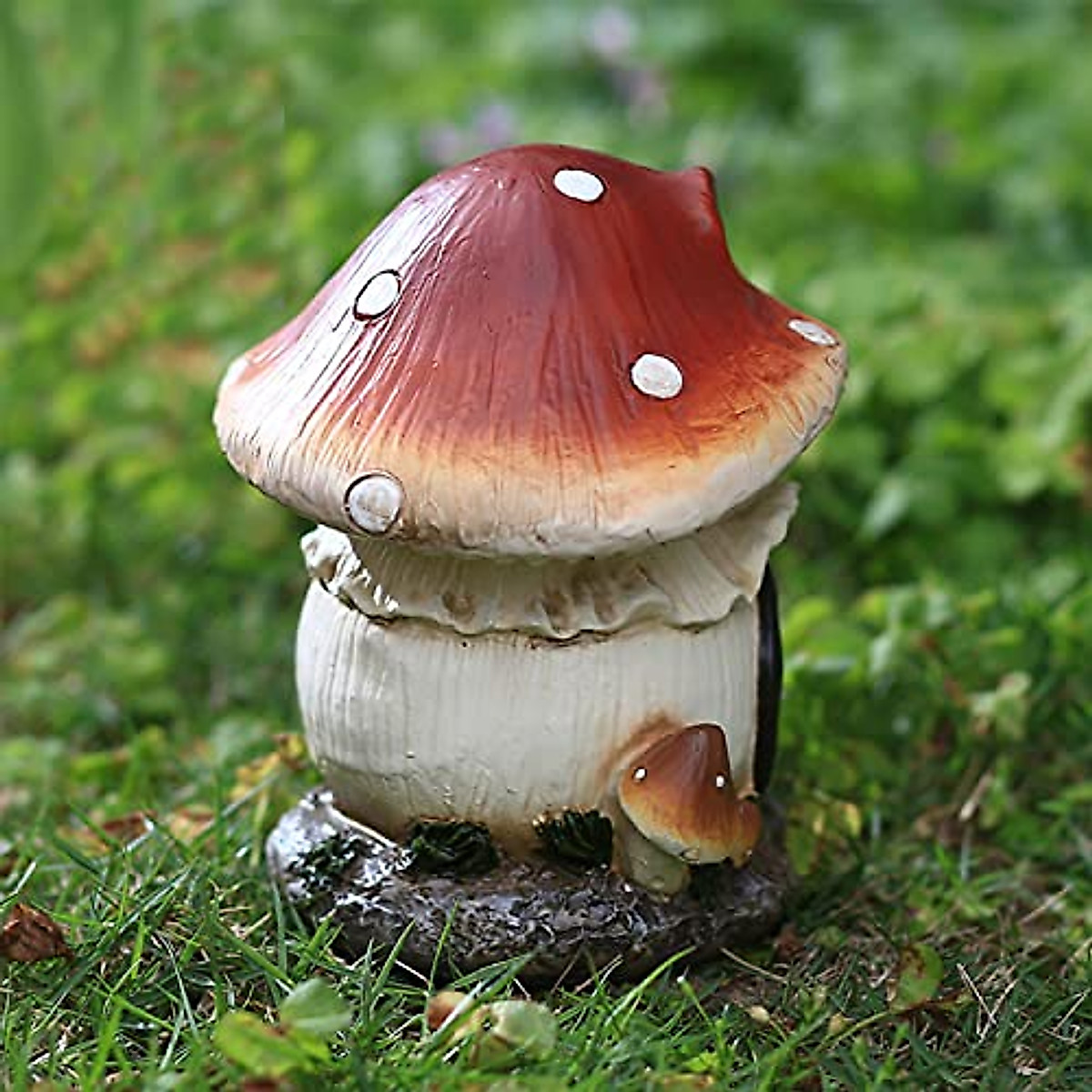 Sunnyway Mushroom Fairy Garden House Statue Sculptures Outdoor Yard Decor Resin Lawn Ornament