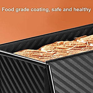 VTOSEN Bread Baking Pan - Non Stick Bread Bakeware Mold with Wavy Grain Vent for Homemade Bread - Perfect Bread Loaf Pan for Bakery Kitchen(Black)