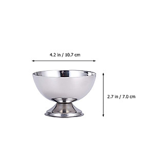 Yardwe Stainless Steel Bowl Dessert Bowl Sauce Bowls Ice Cream Fruit Snack Candy Cup Appetizer Plates Serving Portion Cups Ramekins for Home Kicthen 10. 7x7cm