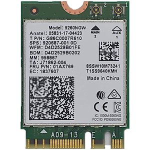 9260NGW WiFi Card,Dual Band Wireless- 9260AC AC 9260 NGFF WiFi Card M.2 NGFF 2.4/5GHz(160Mhz) Bluetooth 5.0 Wireless WiFi Card 1.73Gbps Gigabit