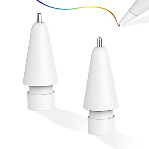 Replacement Tips for Apple Pencil 1st/2nd Generation - Upgraded Longer Fine Point High Sensitive Pen Like iPencil Nib, No Wear Out Noiseless Precise Control Stylus Tip for iPad Pro Pencil - White