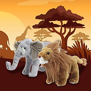 Safari Animals Stuffed Animals Plush – Jungle Animals Toys Set of 4 Wild Animals – Lion, Elephant, Zebra and Giraffe Stuffed Animal – Soft, Squeezable and Lifelike Toys for Kids