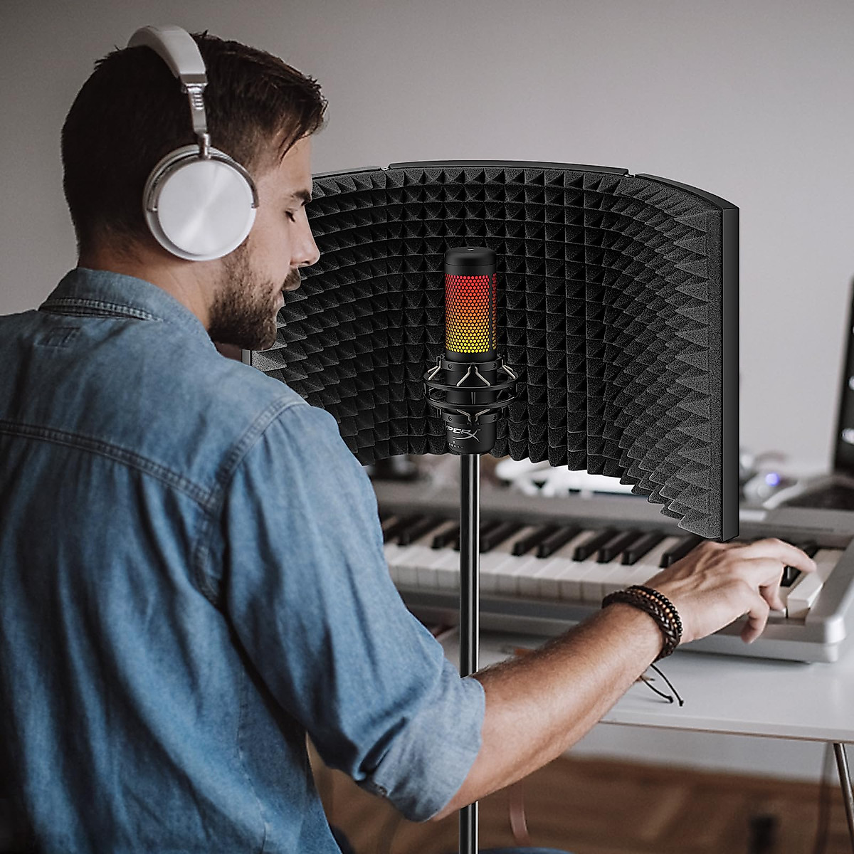 Aokeo Professional Studio Recording Microphone Isolation Shield,Suitable for Blue Yeti and Any Condenser Microphone Recording Equipment（AO-403）