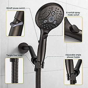 SunCleanse Shower Head, 7 Settings Hand held Shower with ON/OFF Pause Switch, Oil Rubbed Bronze High Pressure Shower Head with 71 inch Hose