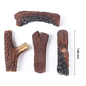 10pcs Ceramic Log Set for Gas Fireplace, Small Fake Wood Logs Set, Gas Fireplace Logs Decoration for Propane, Gas, Gas Inserts, Gel, Ethanol, Electric, Indoor, Outdoor, Fire Pits