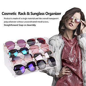 BVANQ 4 Tier Sunglasses Organizer Acrylic Sunglass Holder Nail Polish Organizer Countertop Stand Display No Pungent Acrylic Glue Assembly