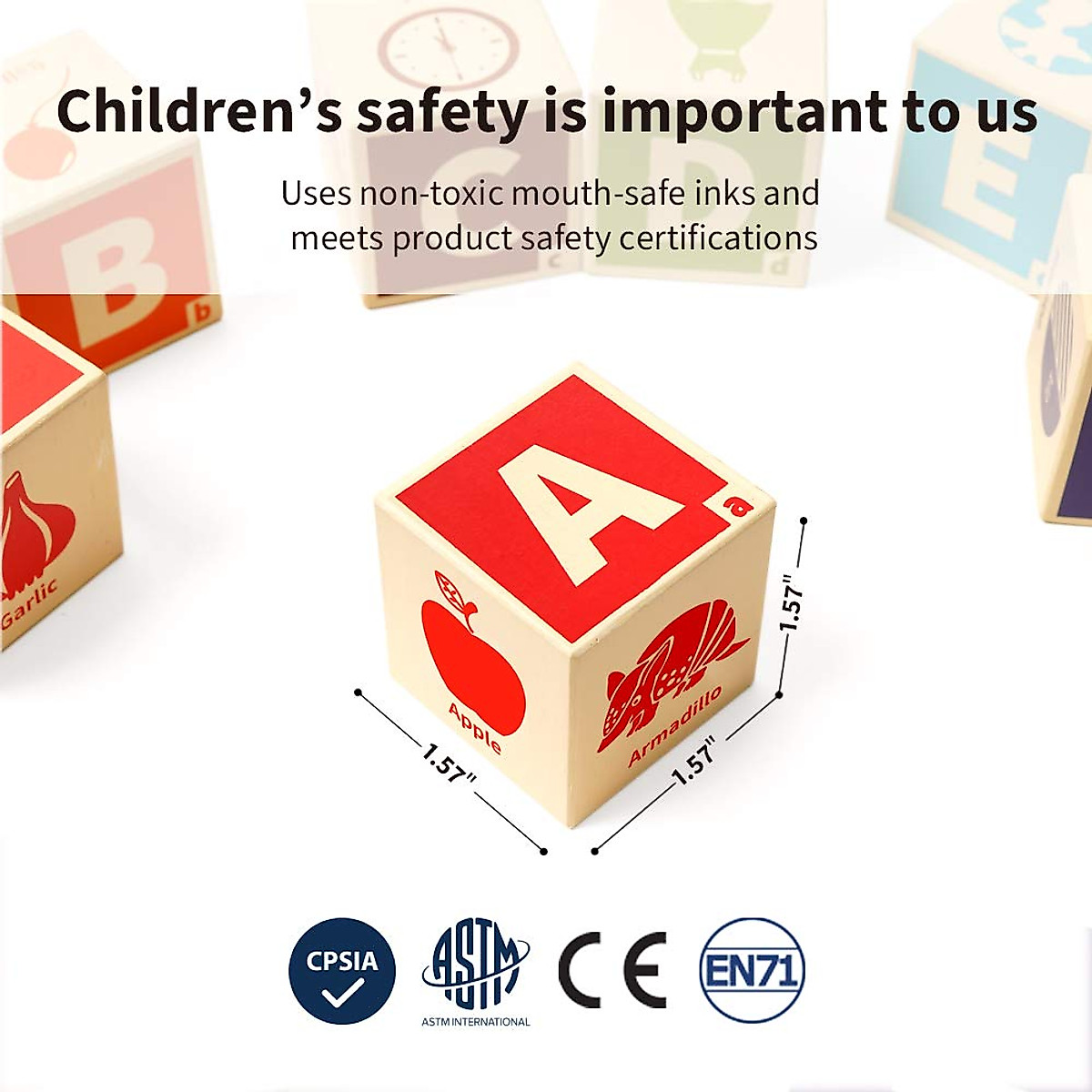 KIPPTO Wooden Alphabet and Numbers Blocks for Toddlers – 36 Large Bright-Colored Pieces. Includes Free AR APP for Interactive Play. Educational Toy for Preschool Kids. Kids Safe Non-Toxic Material