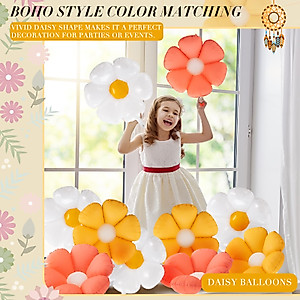 Rotatingpals 10 Pcs Daisy Balloon 28 Inch Flower Balloons Boho Groovy Party Decor for Boho Daisy Themed Birthday Party Baby Shower Wedding Decorations Supplies, 3 Colors