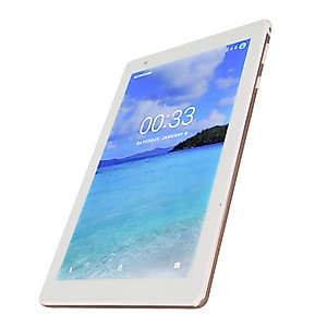 Computer Tablets, Gold HD Display Dual Cameras HD Tablet 2.4G 5G WiFi 100‑240V for Android 10 for Watching (US Plug)