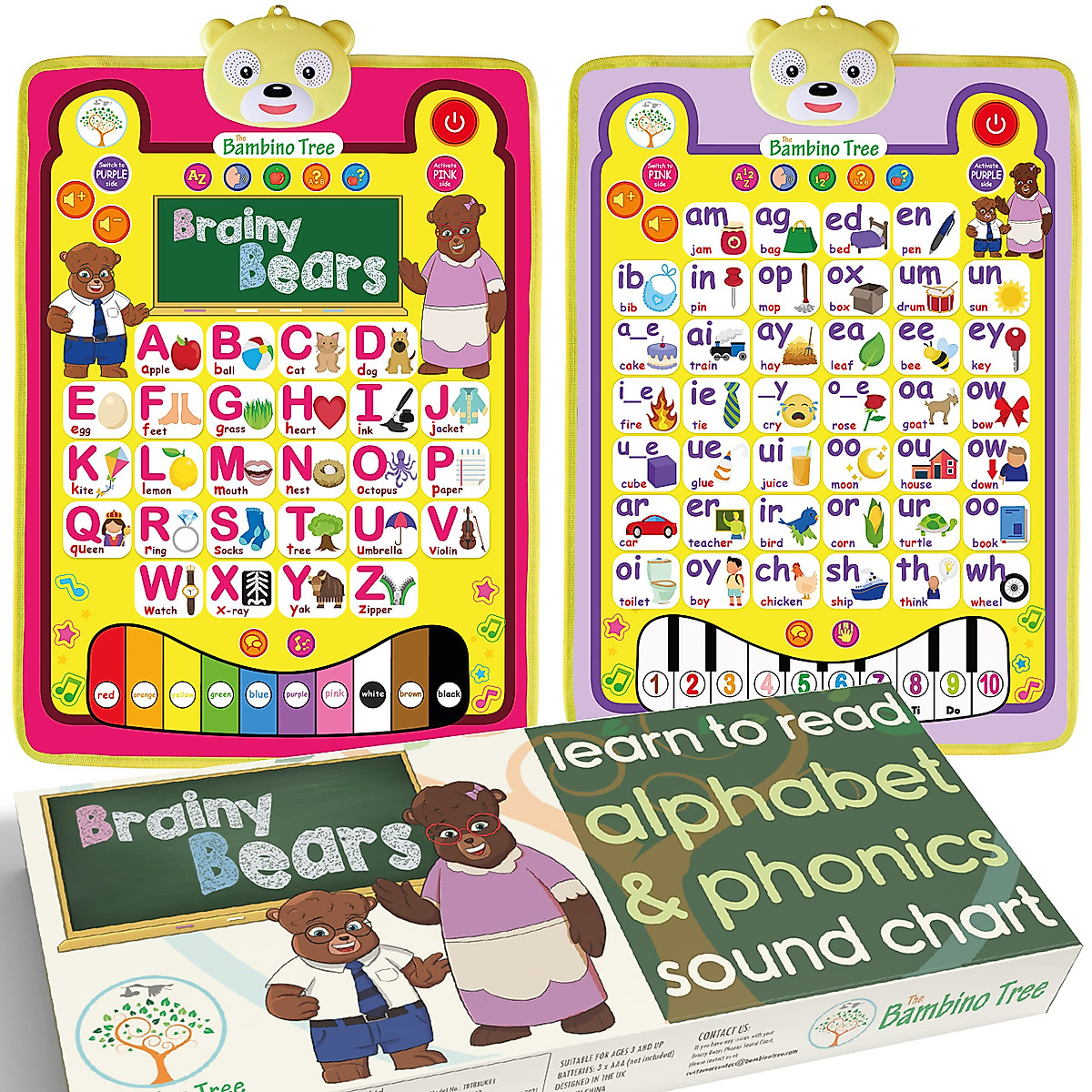 Alphabet & Phonics Talking Poster - Interactive ABC Chart Double-Sided Electronic Wall Mat - Preschool Musical Learning - Learn Letter Sounds - Educational Toy to Jumpstart Your Child's Reading