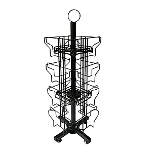 FixtrueDisplays Rotating Postcard/Greeting Card Display w/Sign Clip, 16 Horizontal Pockets (6x4") Pocket Size: 6"Wide X 4.9"High, 16 Pockets. - Black 11700